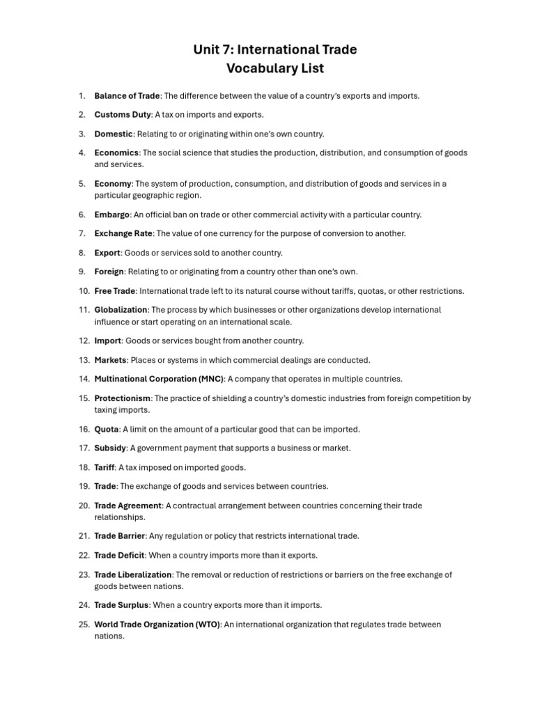 International Trade Vocabulary | PDF