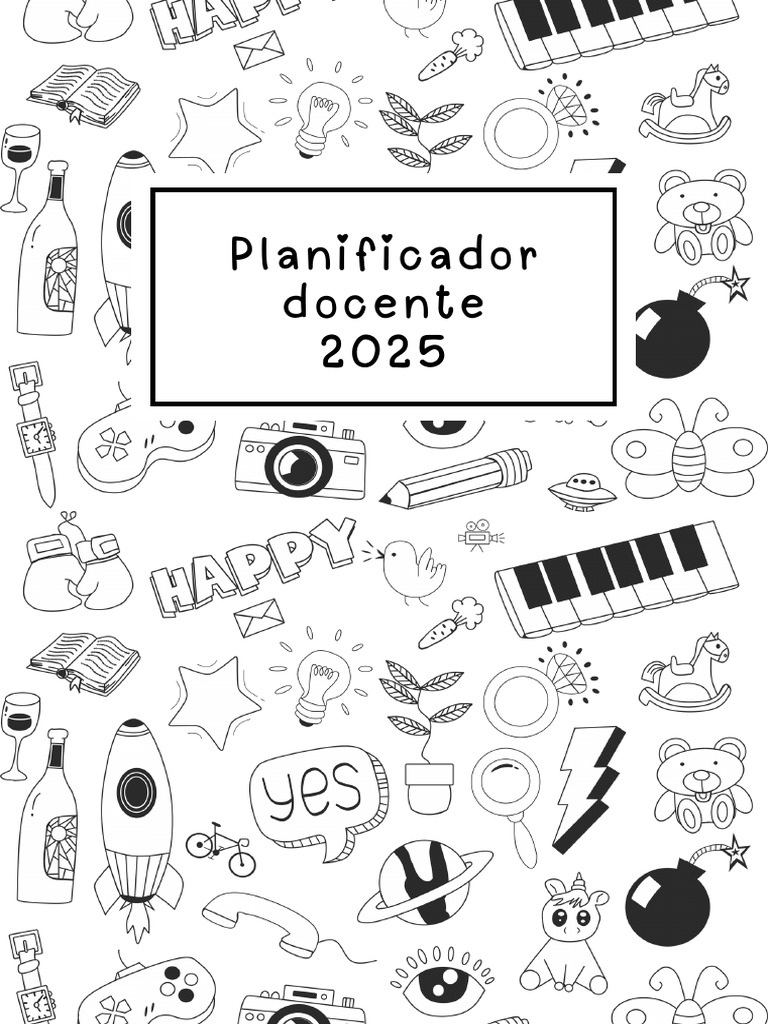 Planificador Docente 2025 para Colorear Simple Ilustrativo Escolar ...