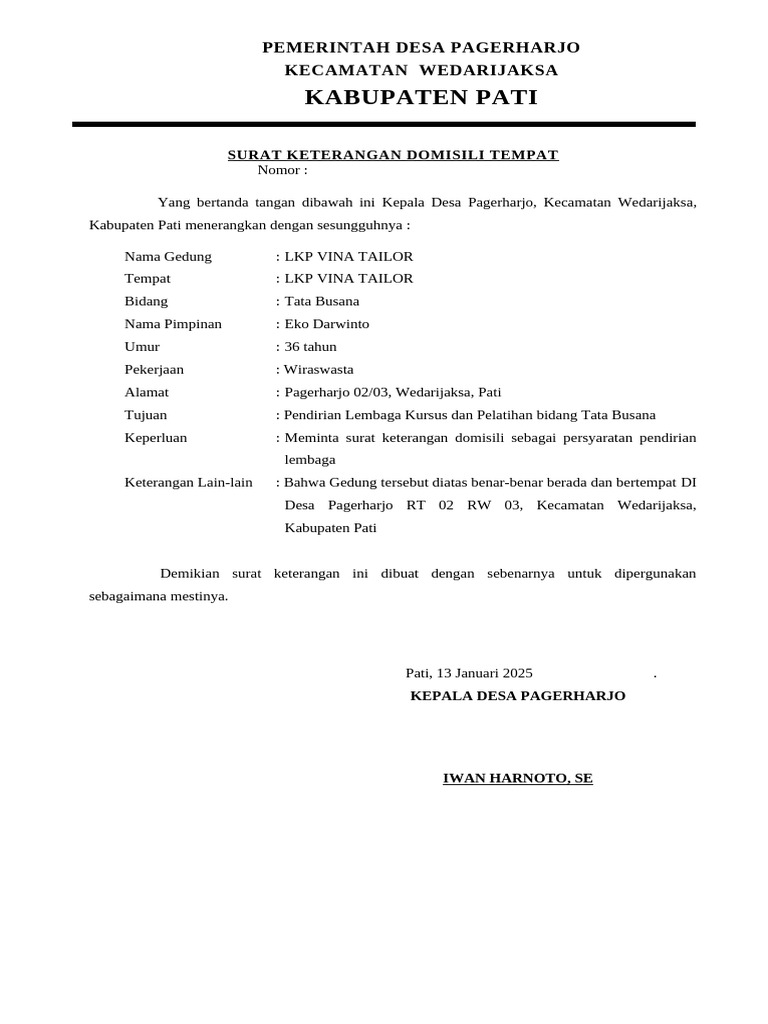 Surat-Domisili-Tempat Download | PDF