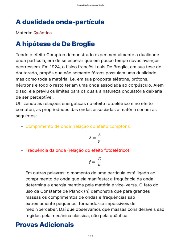 Dualidade Onda-Partícula na Física Quântica | PDF | Ondas | Elétron
