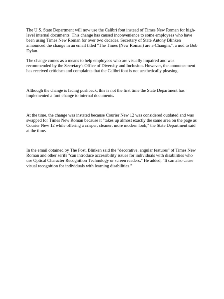 New Font at The U.S. State Department - Edited | PDF