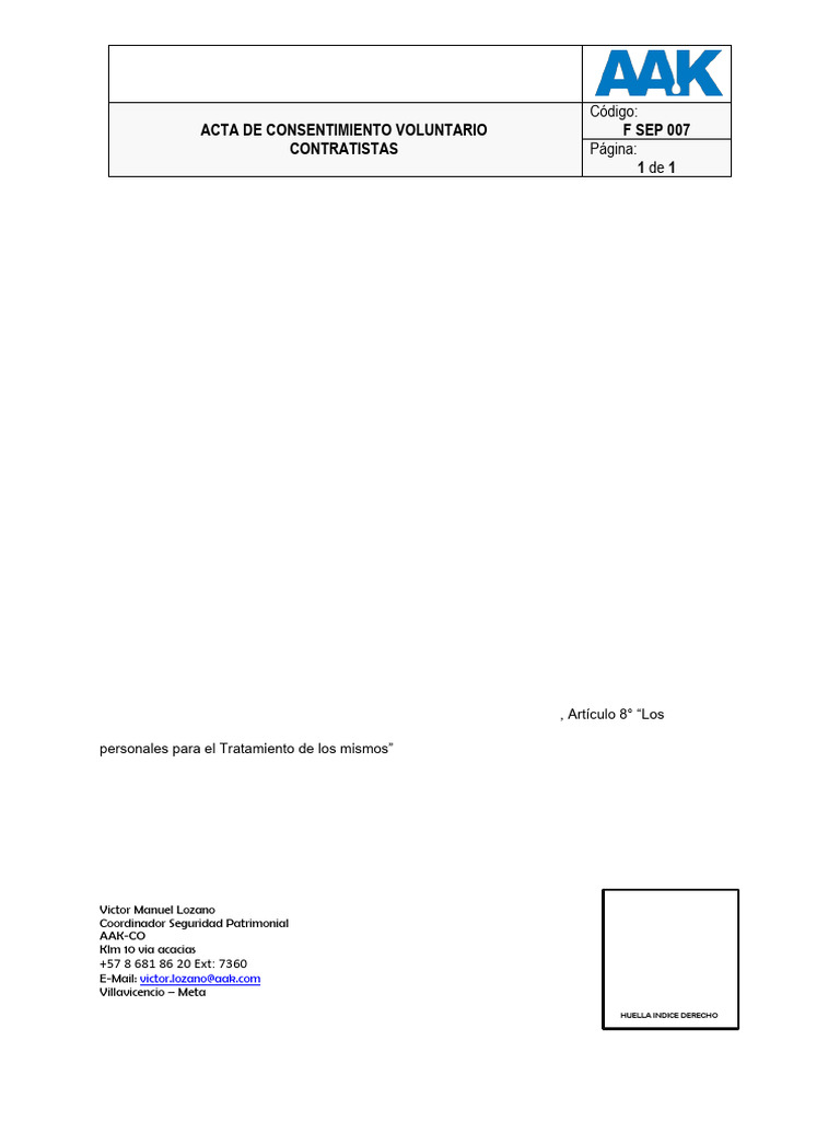 Consentimiento Datos Contratistas | PDF | Información