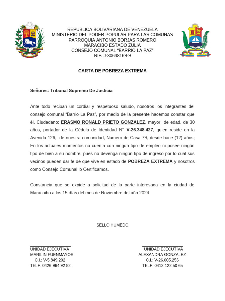 CARTA DE BAJOS RECURSOS | PDF CARTA DE BAJOS RECURSOS | PDF