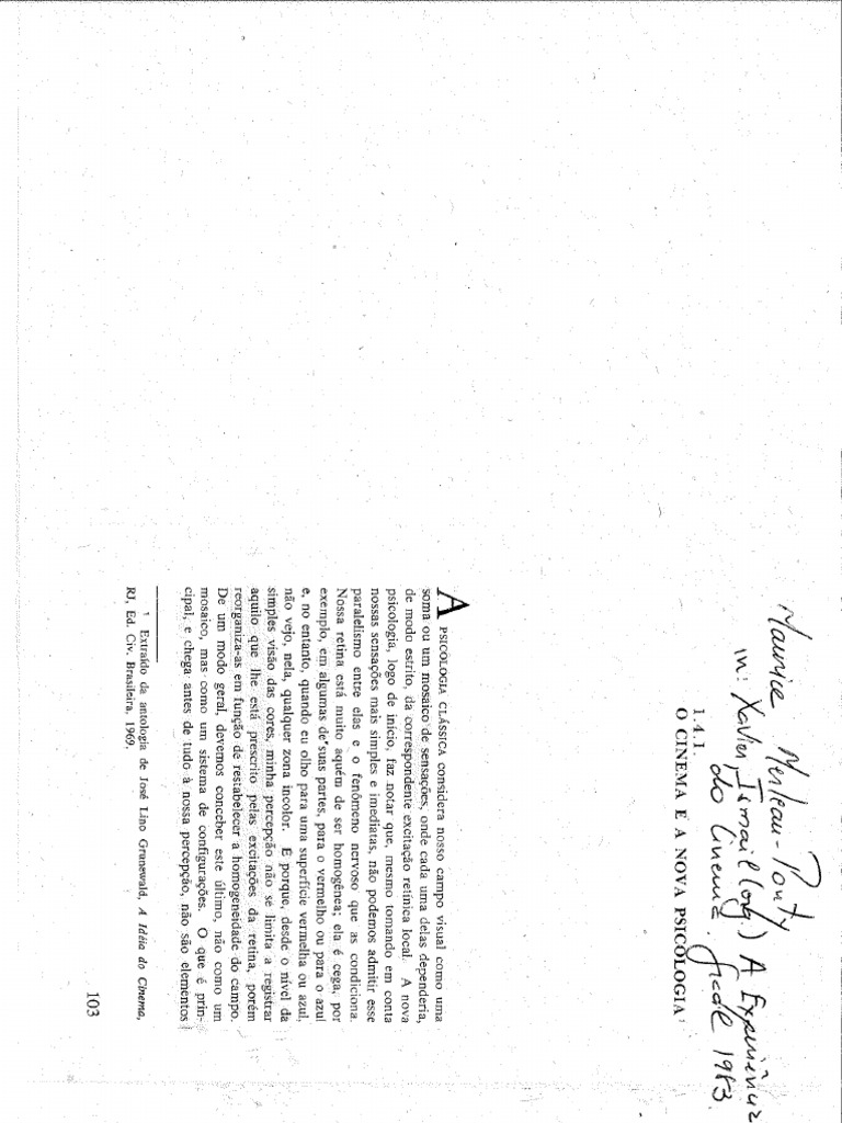 Merleau-Ponty o Cinema e A Nova Psicologia | PDF