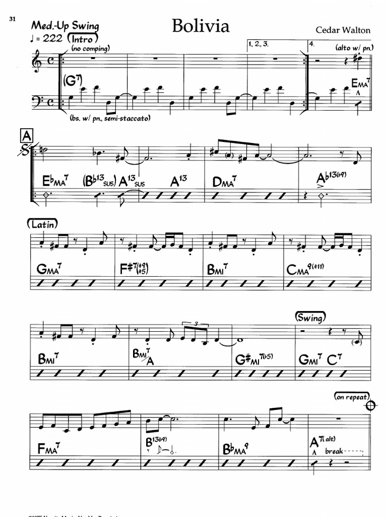 Bolivia leadsheet | PDF