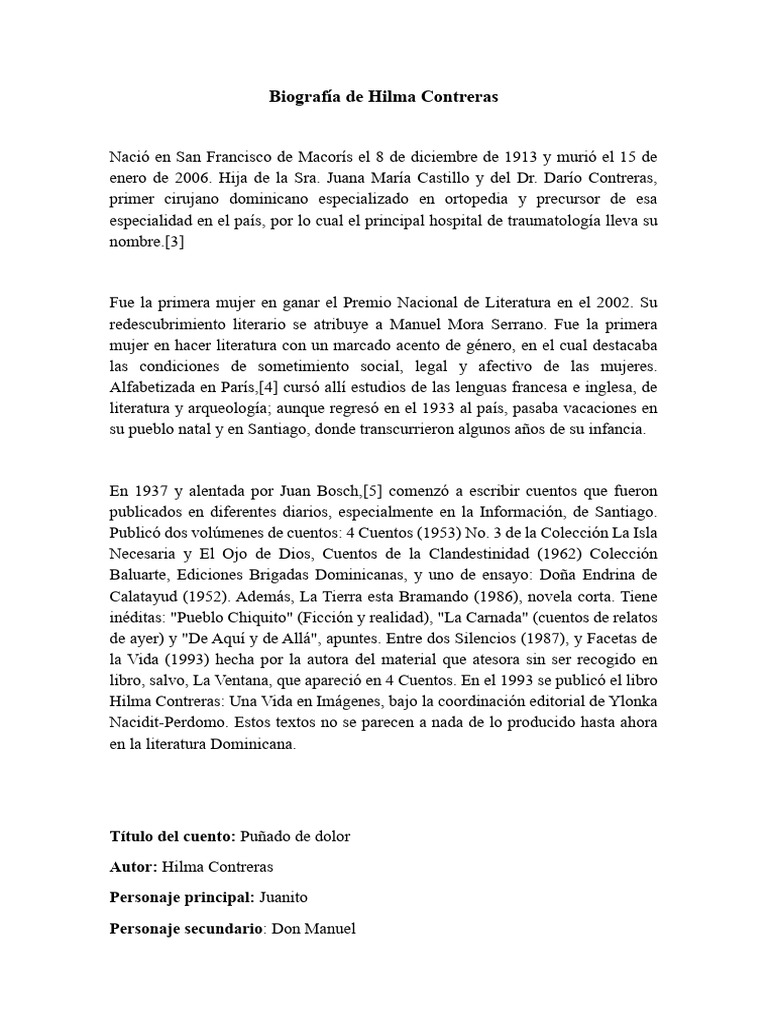 Biografía de Hilma Contreras | PDF