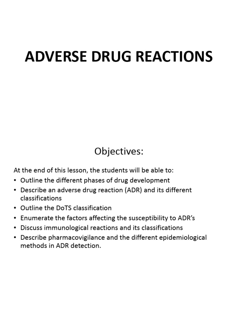 Understanding Adverse Drug Reactions | PDF | Pharmacovigilance ...
