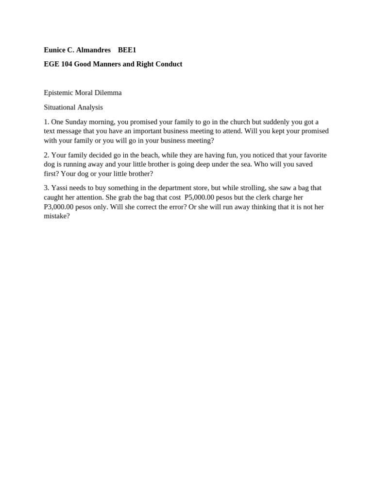 Epistemic Moral Dilemmas Analysis | PDF