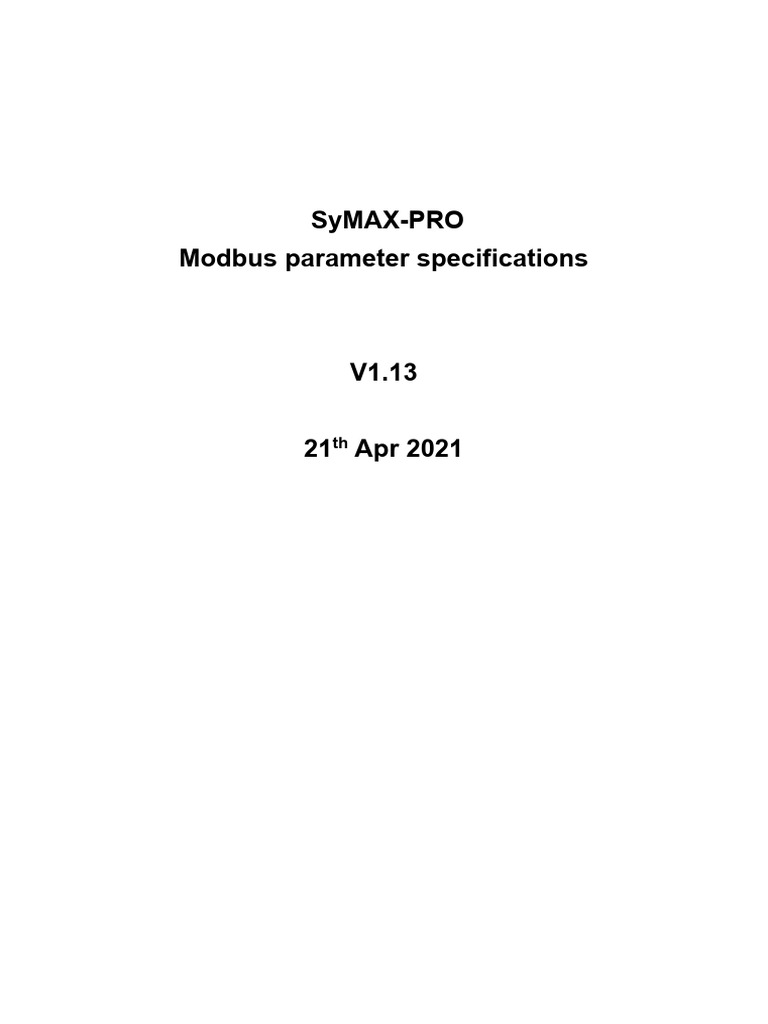 SyMAX-PRO Modbus V1.13 English | PDF | Bit | Computer Data