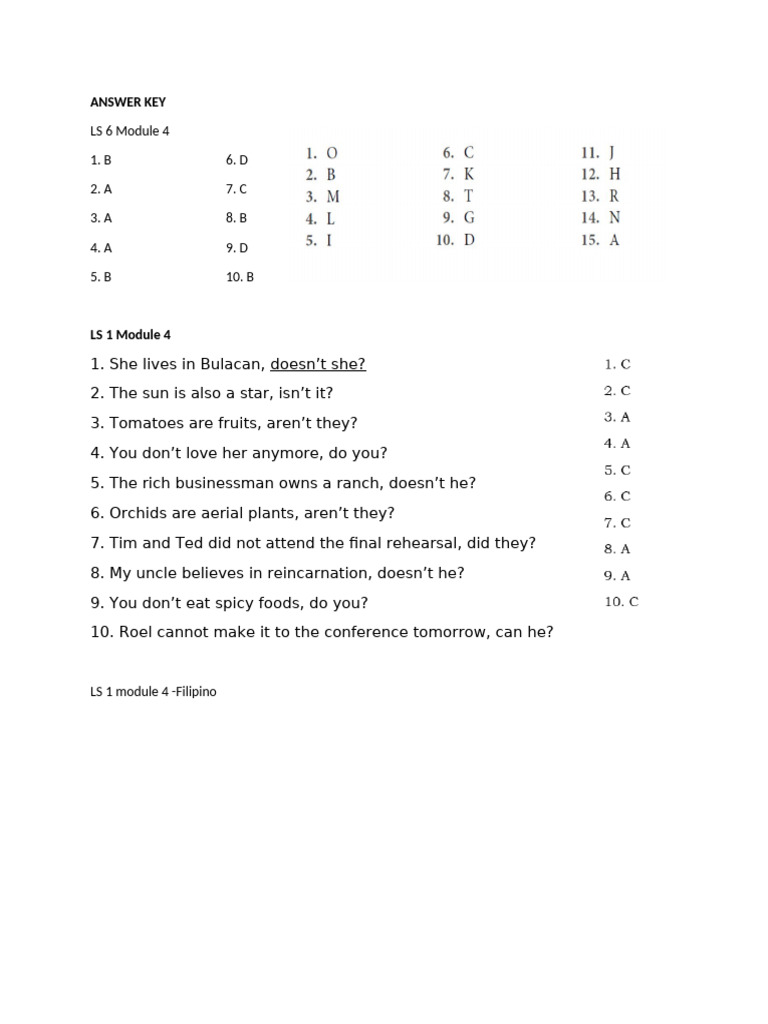 ANSWER KEY | PDF