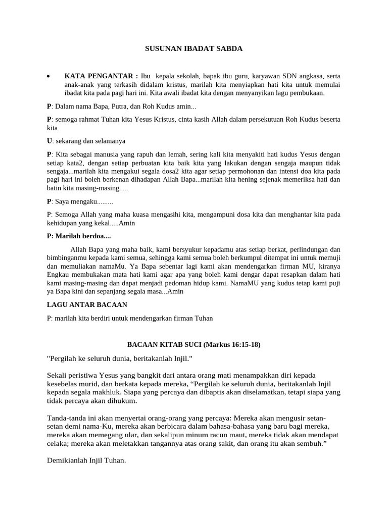 Susunan Ibadat Sabda | PDF