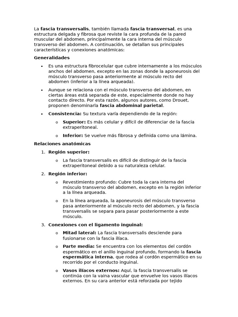 Anatomía de la fascia transversalis | PDF | Abdomen | Sistema ...