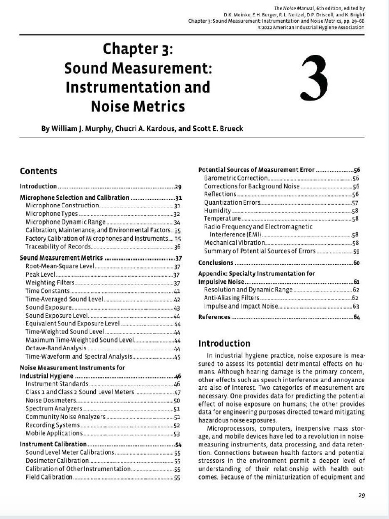 Chapter 3 - Sound Measurement - Instrumentation and Noise Metrics, Pp. 2966 in The Noise Manual ...