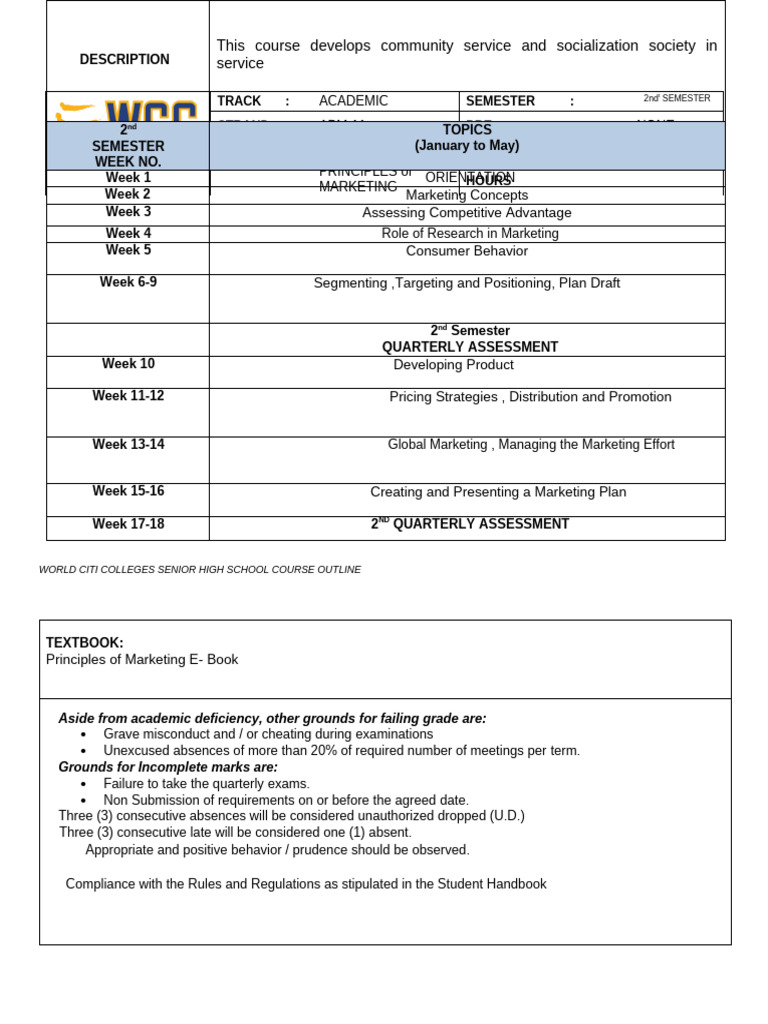 Course-Outline-Principles Mark | PDF | Marketing