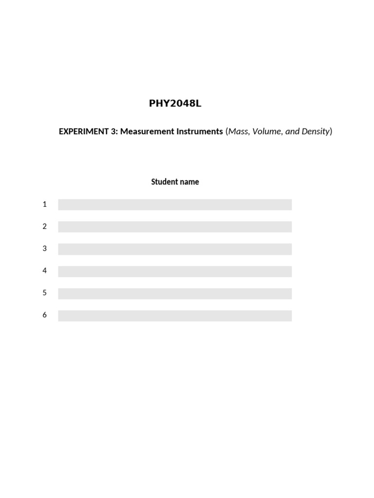 Measurement Instruments: Mass, Volume, Density | PDF | Density ...