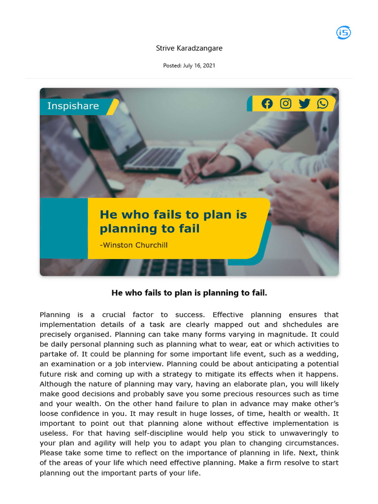 Quote_ He who fails to plan is planning to fail_ | PDF