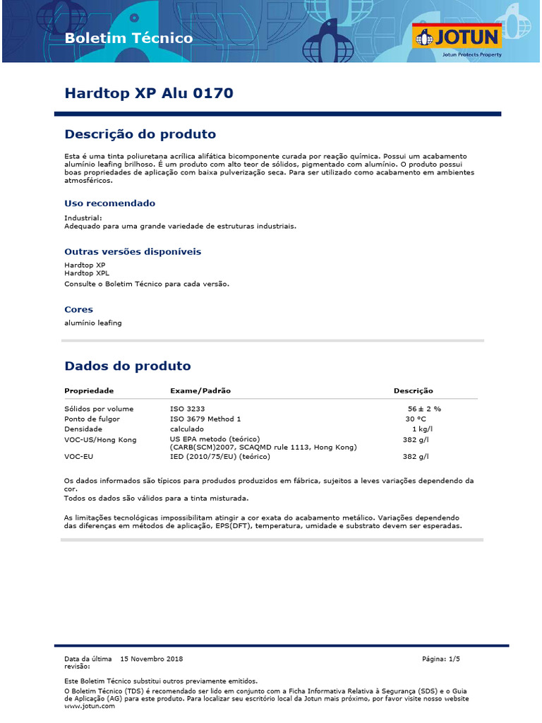 Tinta Poliuretana Hardtop XP Alu 0170 | PDF | Tinta