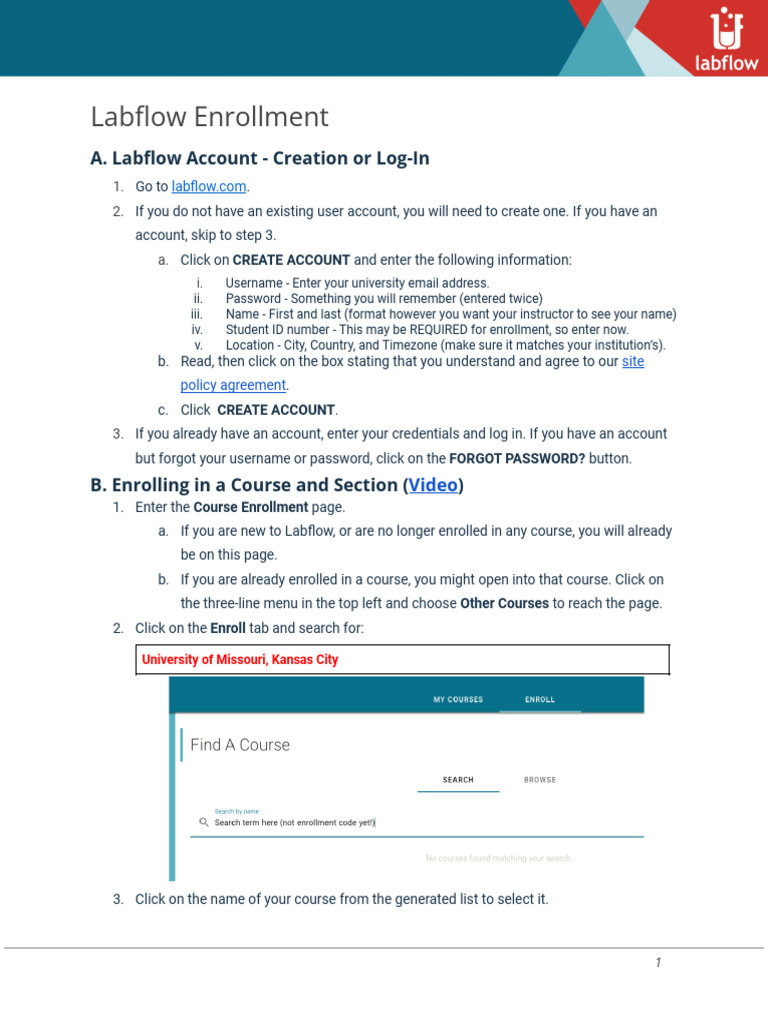 LabFlow Student SignUp Instructions | PDF | Password | Login