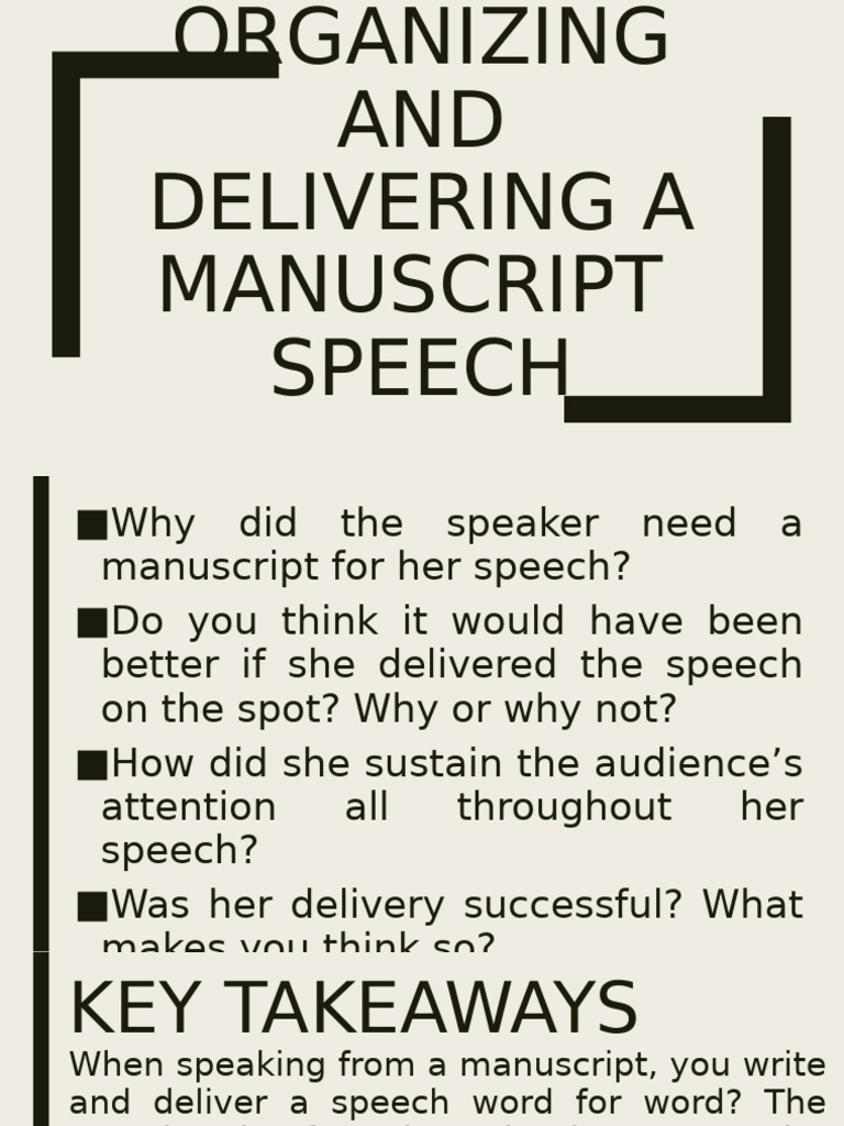 Manuscript Speech Delivery Guide | PDF | Communication | Human Communication