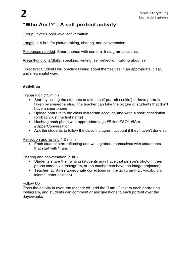 2.- Who-Am-I Self Portrait | PDF | Human Communication | Imaging