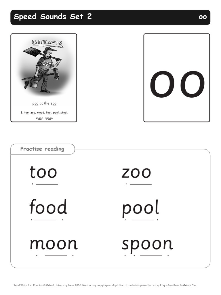 Speed Sounds Set 2: "oo" Words Practice | PDF