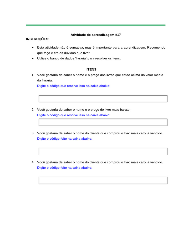 Atividade de SQL sobre Livraria | PDF