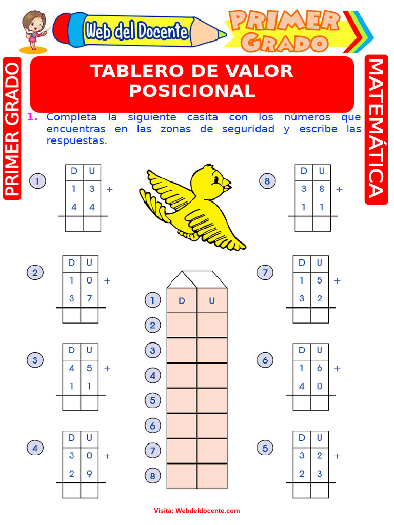 Tablero de Valor Posicional Hasta La Decena para Primer Grado de ...