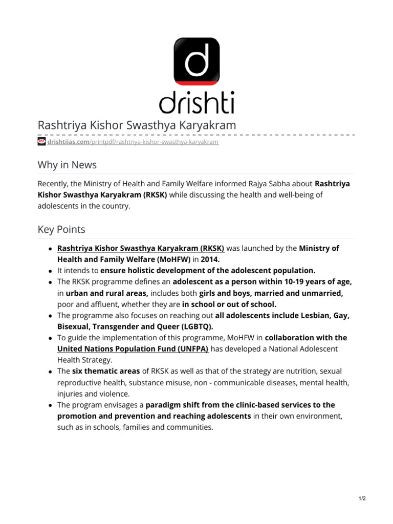 Rashtriya Kishor Swasthya Karyakram | PDF