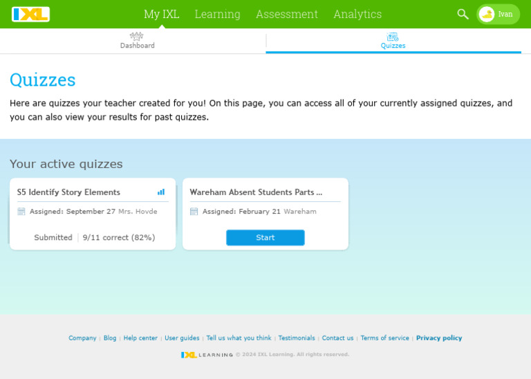 IXL Quizzes | PDF