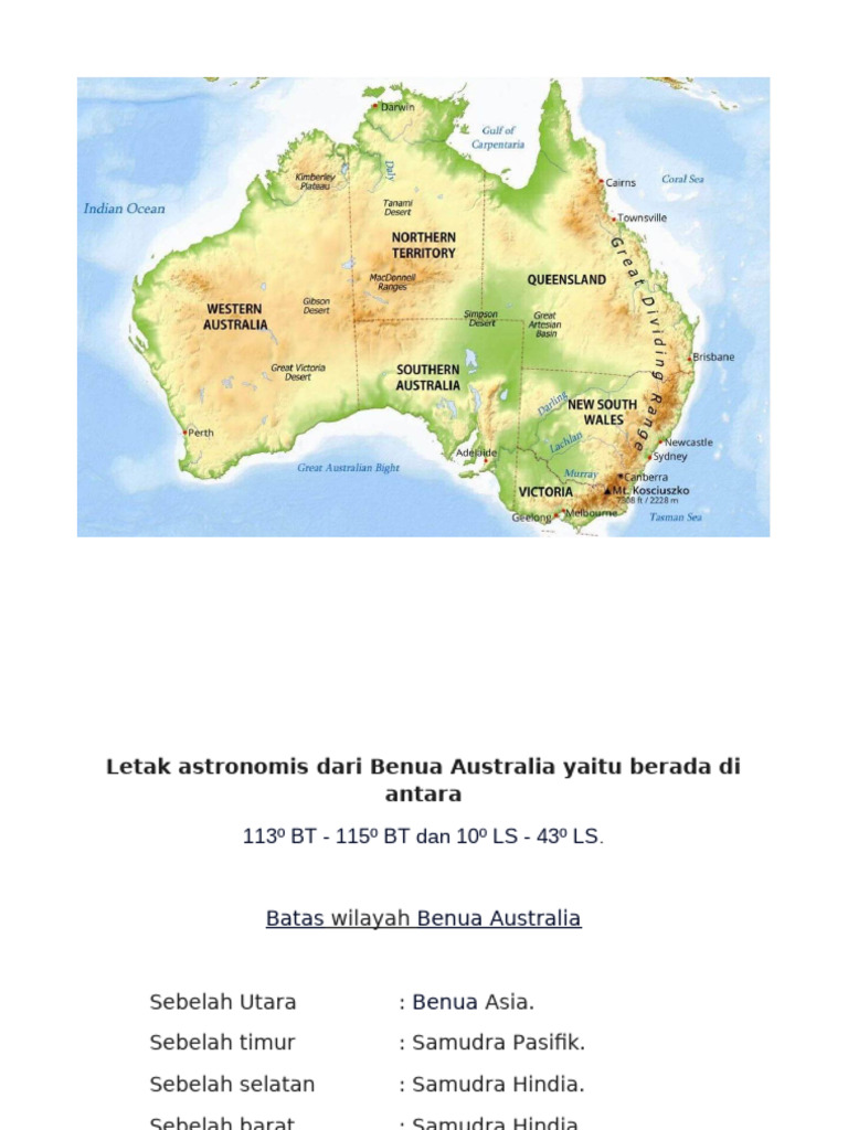 Luas Wilayah Benua Australia | PDF