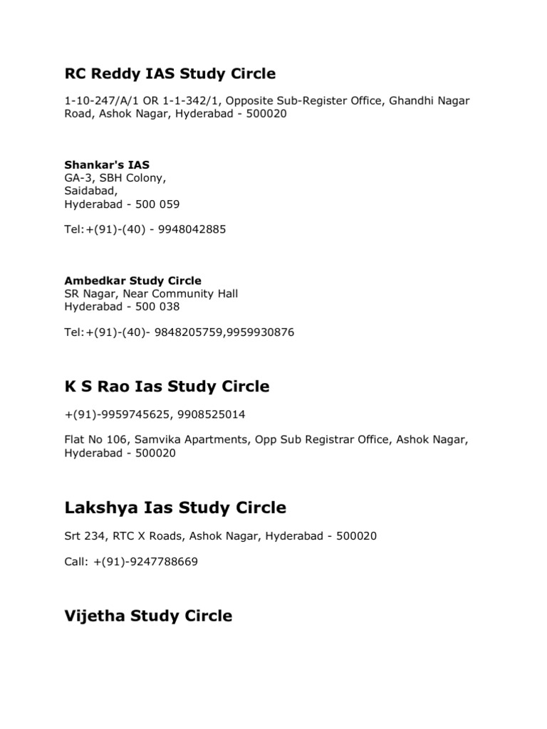 RC Reddy IAS Study Circle | PDF