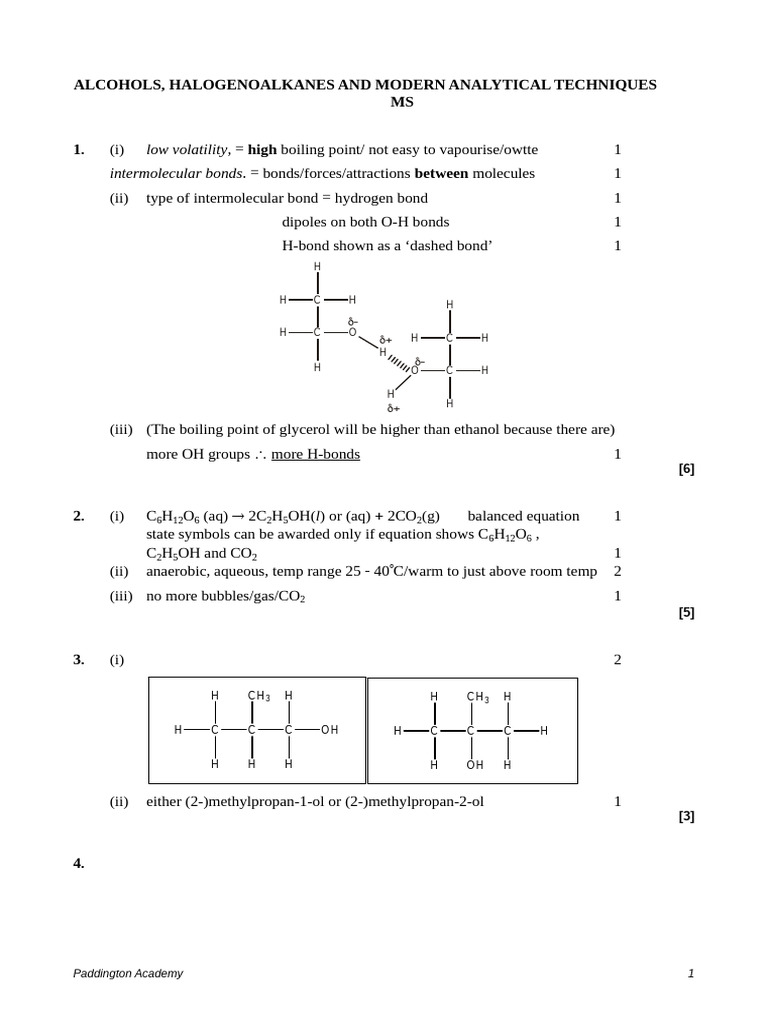 halogenoalkanes_alcohols_and_modern_analytical_techniques_test_ms | PDF ...