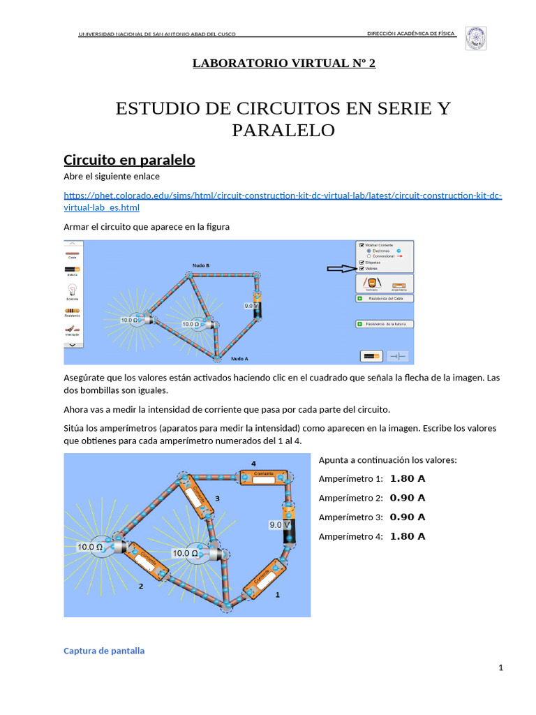 Estudio Circuitos Serie y Paralelo Guia | PDF | voltaje | Corriente ...