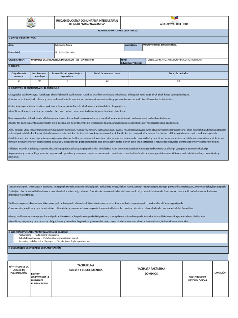 PCA_3° EGB 2024-2025 | PDF | Educación Física | Aprendizaje