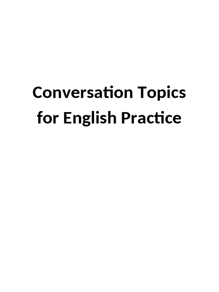 Conversation Topics | PDF