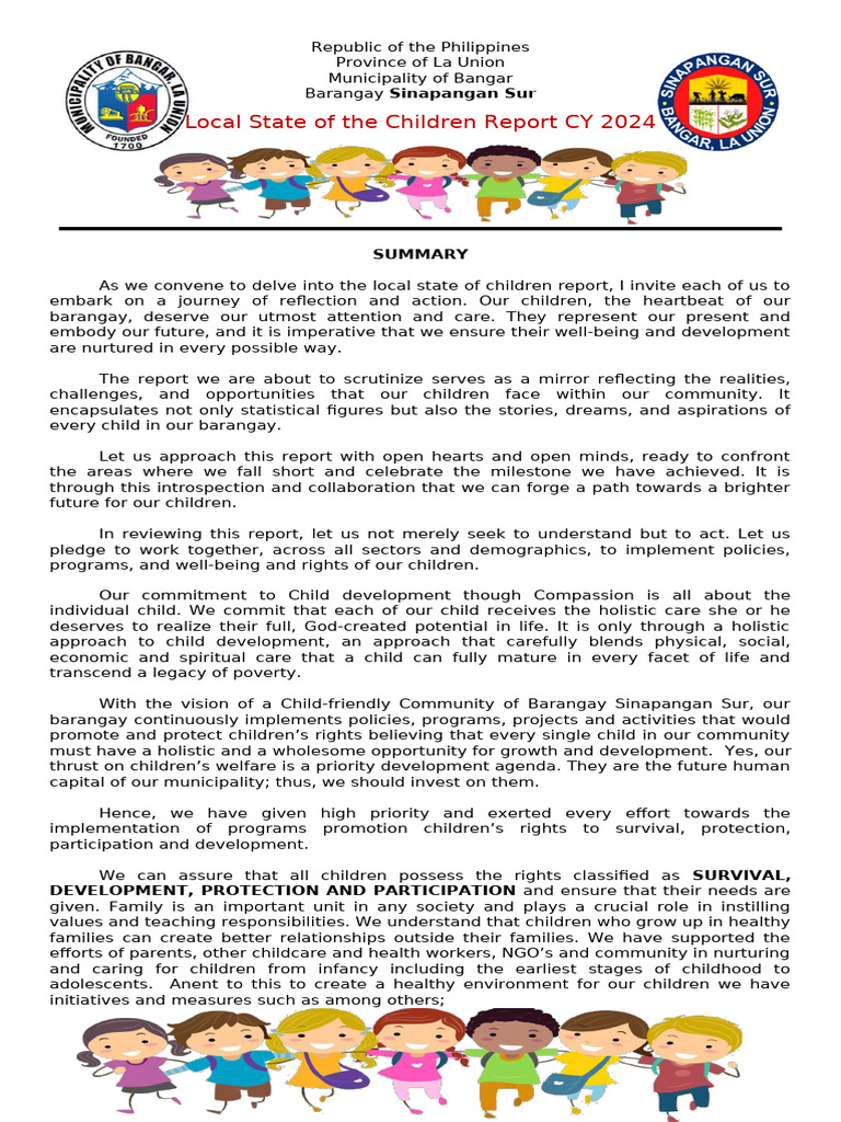 Local State of Children Report 2024 | PDF | Child Care | Agriculture