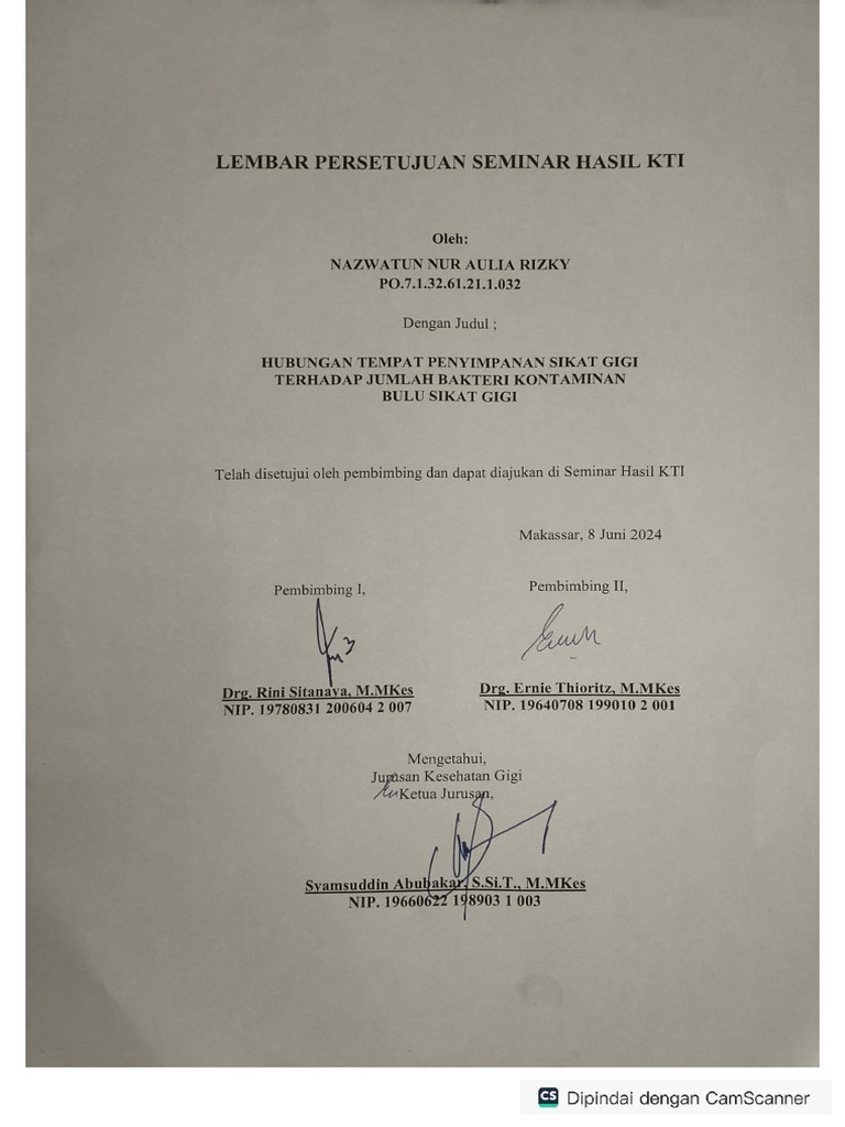 Lembar Persetujuan Ujian Hasil - Nazwatun Nur Aulia Rizky | PDF