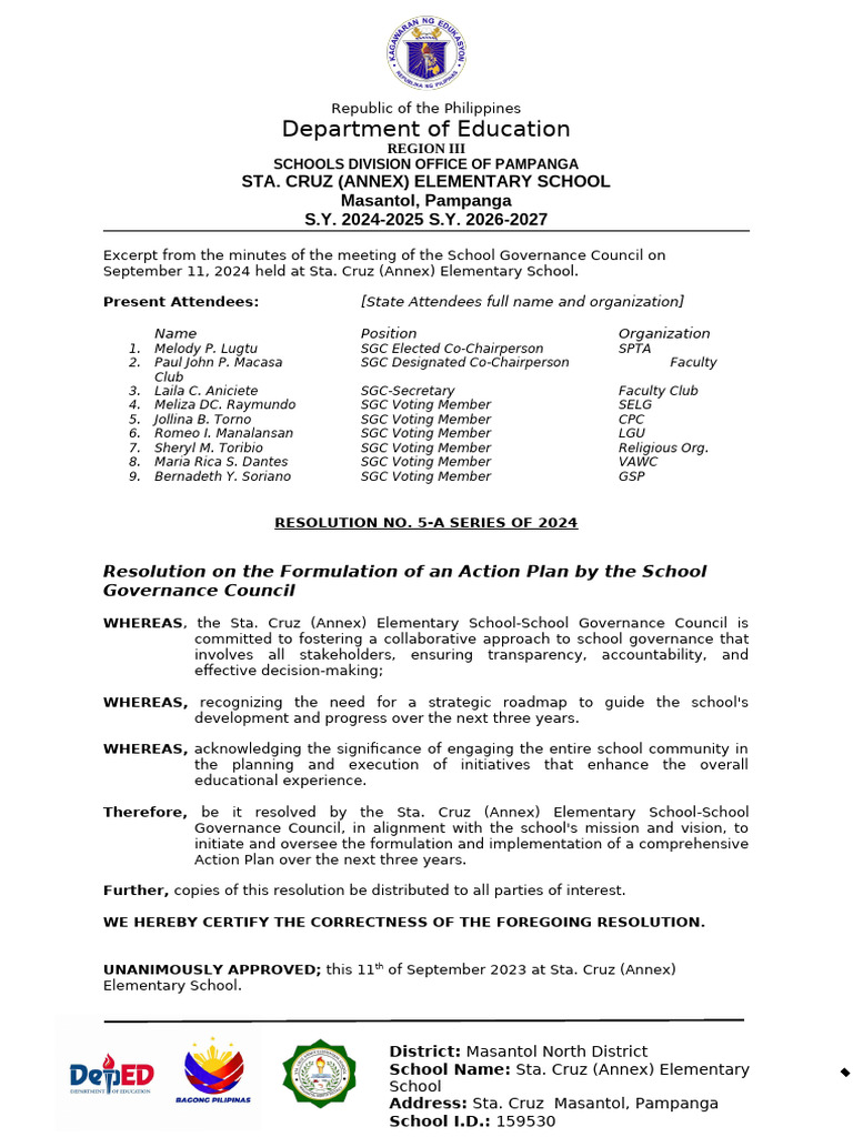A. 1. 1 RESOLUTION - Formulation of An Action Plan - FINAL | PDF