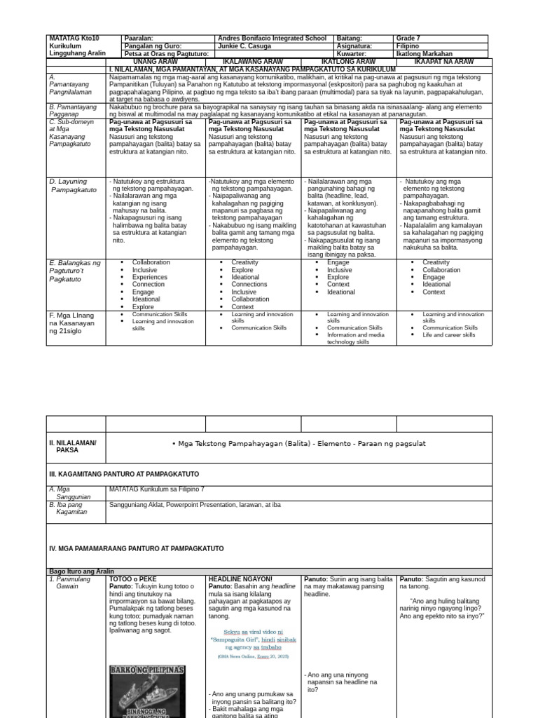 DLL - Q3 - WEEK 6 (Mam Garcia) | PDF