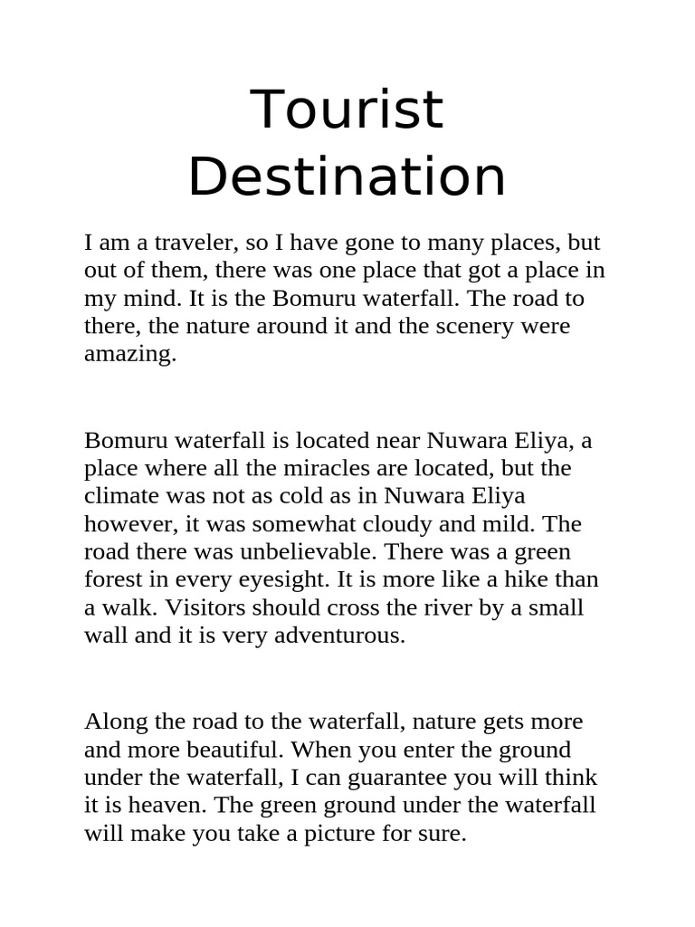 Tourist Destination | PDF