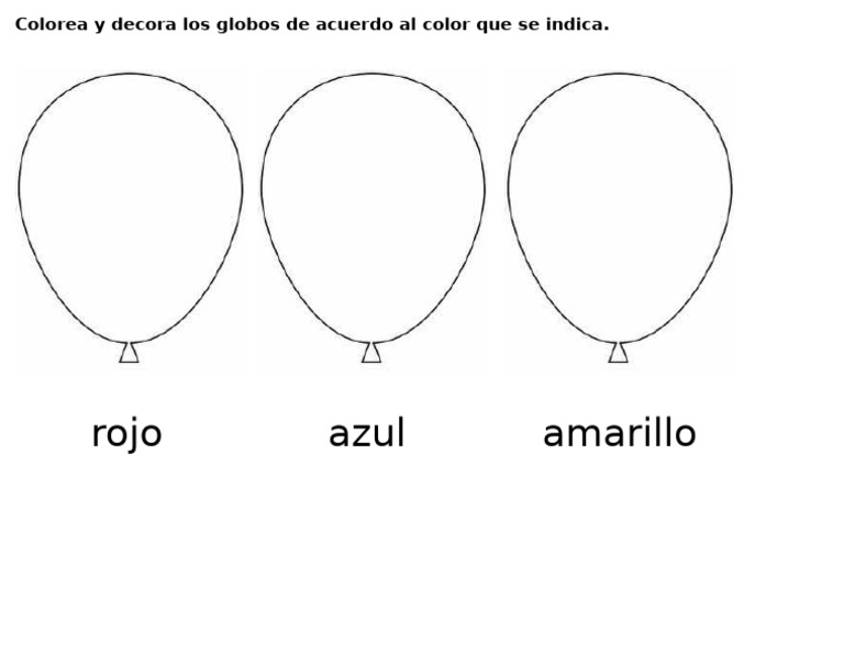 Colorea y decora los globos de acuerdo al color que se indica | PDF