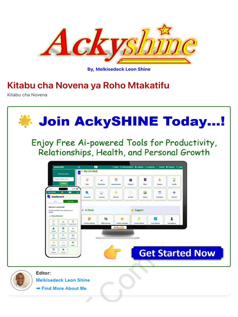 Kitabu Cha Novena Ya Roho Mtakatifu - AckySHINE | PDF