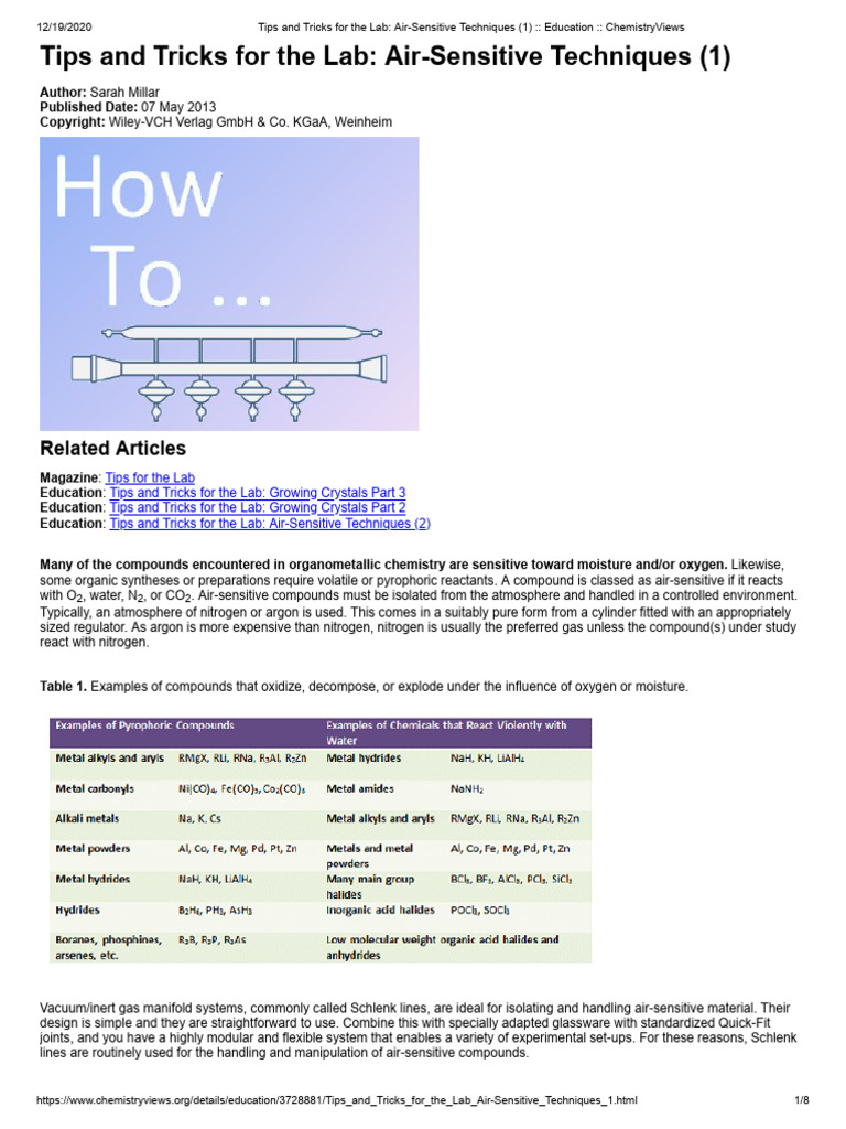 Schlenk Line - Tips and Tricks For The Lab - Air-Sensitive Techniques ...