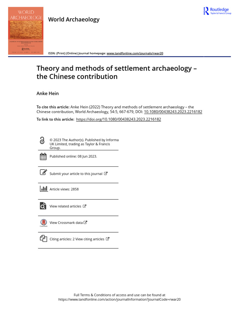 Theory and Methods of Settlement Archaeology The Chinese Contribution ...
