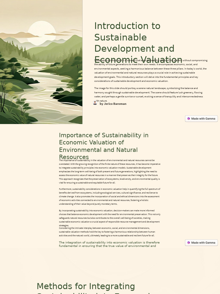 Introduction to Sustainable Development and Economic Valuation | PDF ...