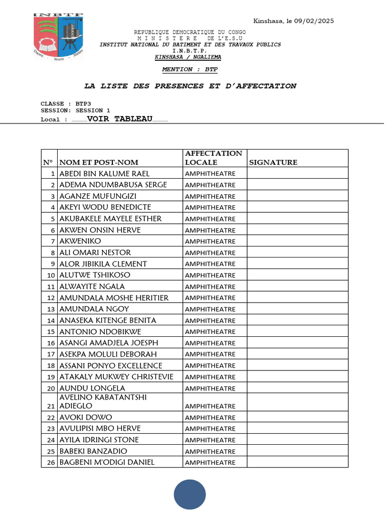 Affectation Btp3 Tous | PDF