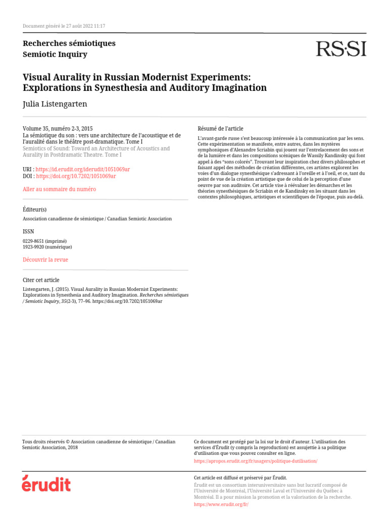 Visual Aurality in Russian Modernist Experiments 4a7219ufam | PDF ...