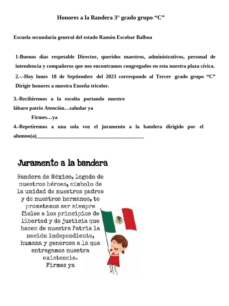 Honores a la bandera sep | PDF | México