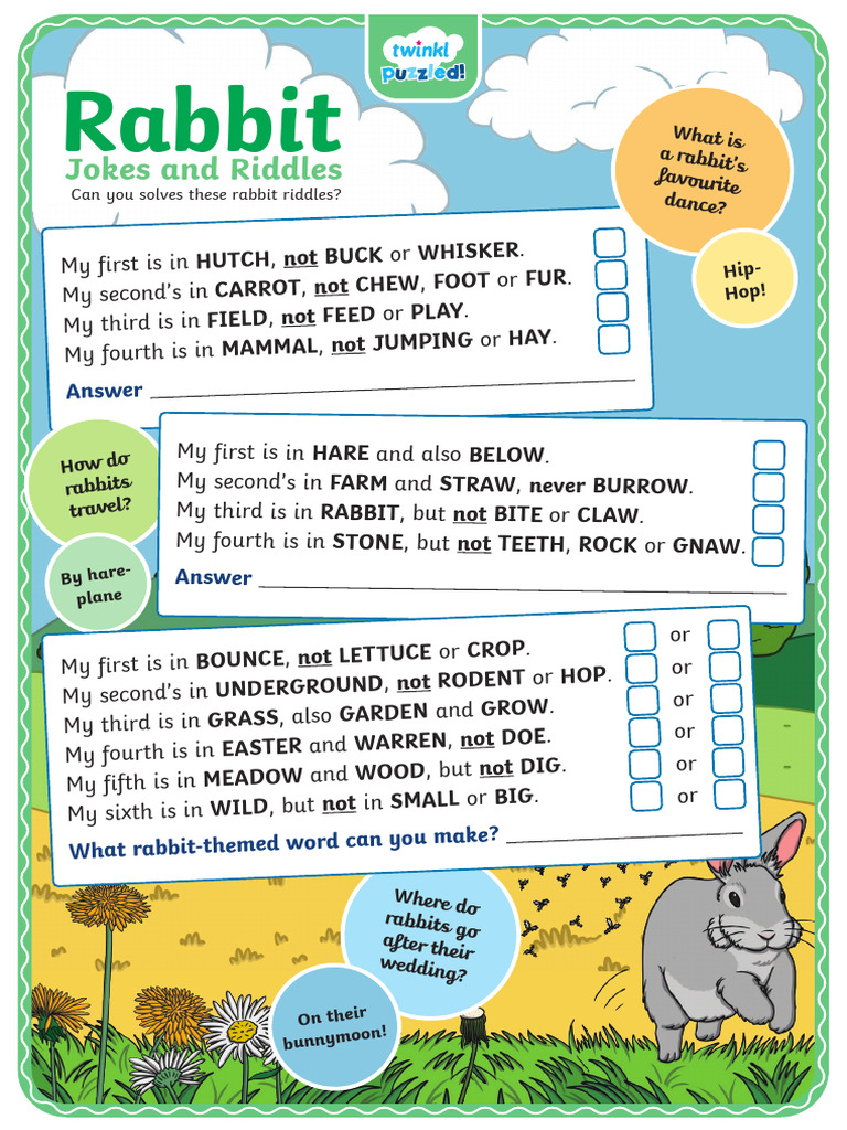 T PZ 1679353996 Rabbit Riddles - Ver - 1 | PDF | Rabbit | Mammal Orders