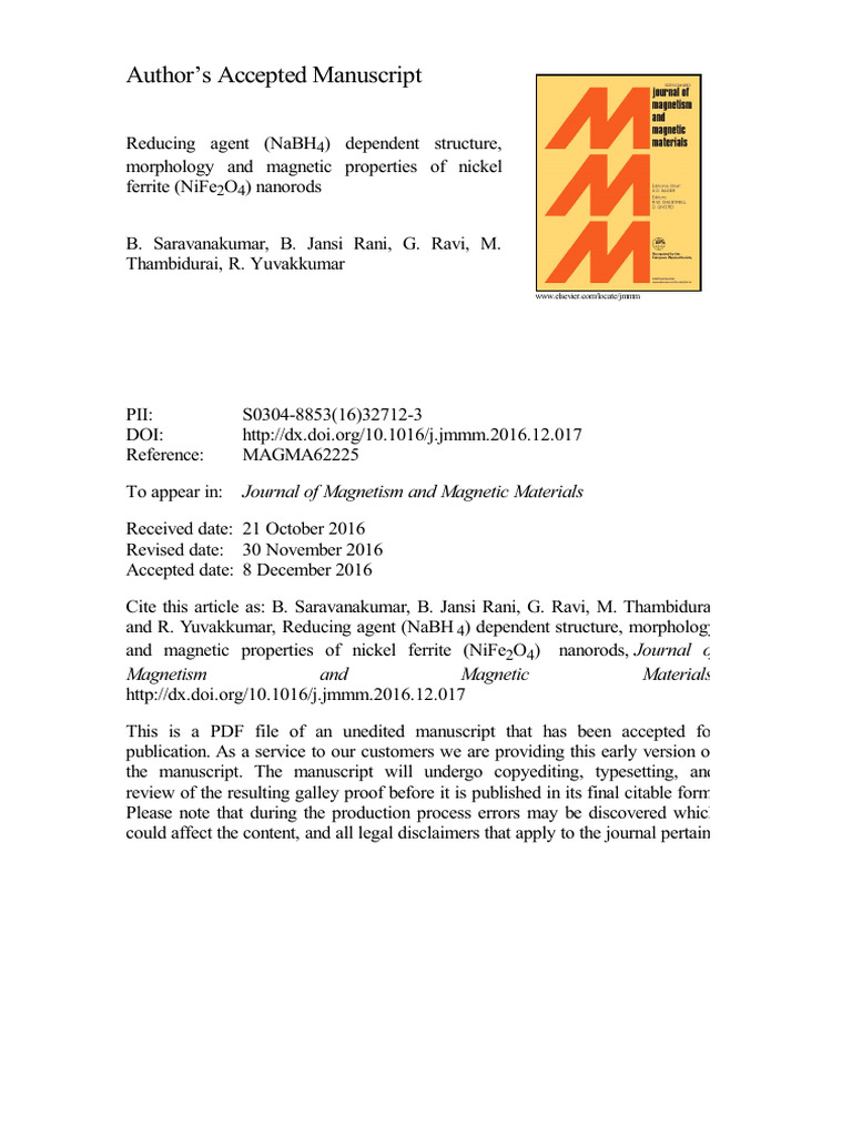 2017 Reducing agent (NaBH4) dependent structure, morphology and ...